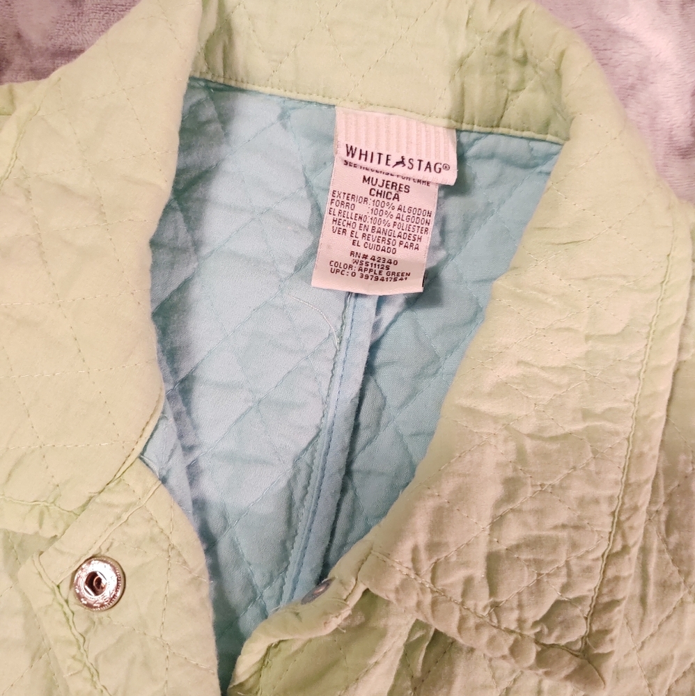 White Stag Pistachio & Lite Blue Quilted Jacket Coat … - Gem